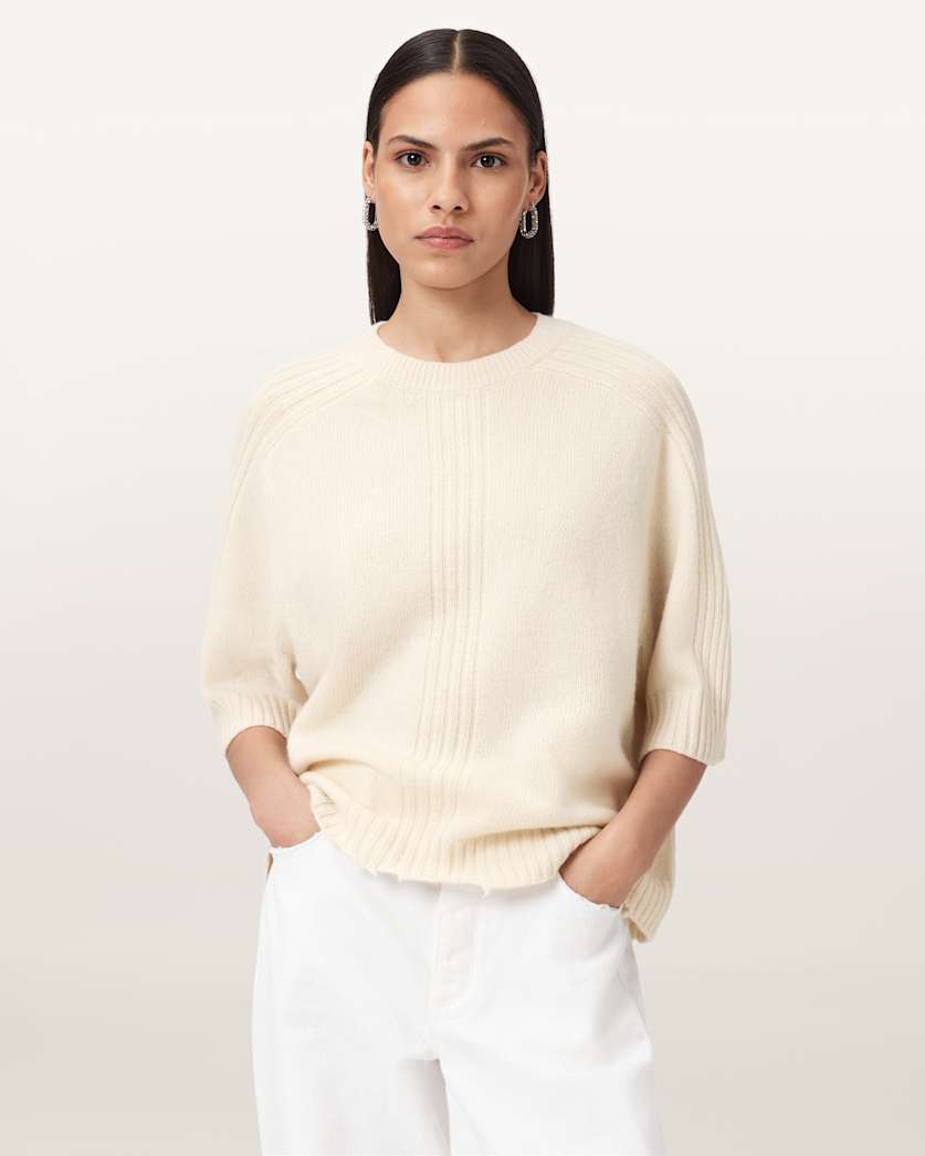 Nix Cashmere Relaxed T-Shirt Chalk White | ALLSAINTS